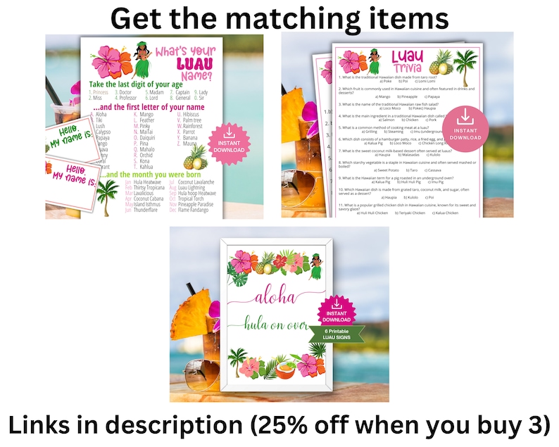 Luau Trivia Game, Printable Hawaiian Game for Kids & Adults,tropical ...