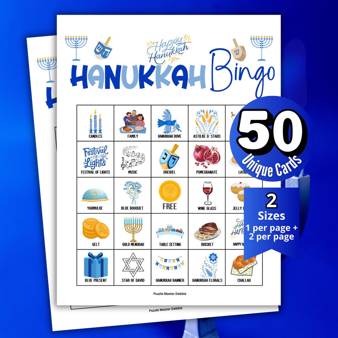 Hanukkah Bingo Game, Chanukah Candle Lighting Party, Jewish Holiday ...