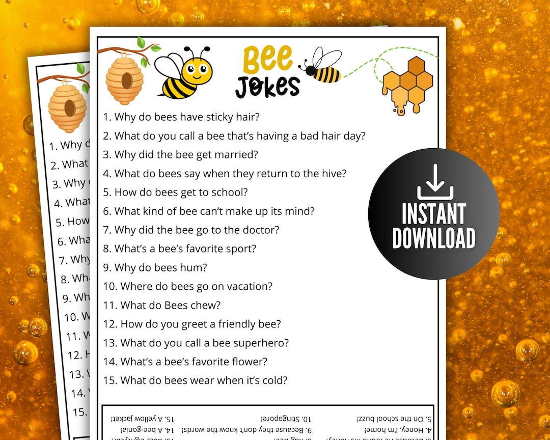 Bee Jokes for Kids, Printable Bee Pun Game, Popcorn Baby Shower ...