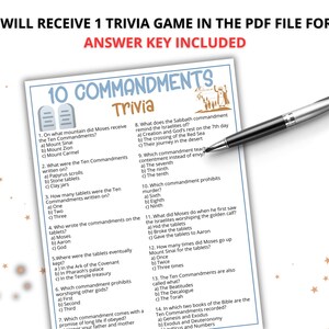 10 Commandments Trivia Game for Kids, Moses Sunday School Bible Games ...