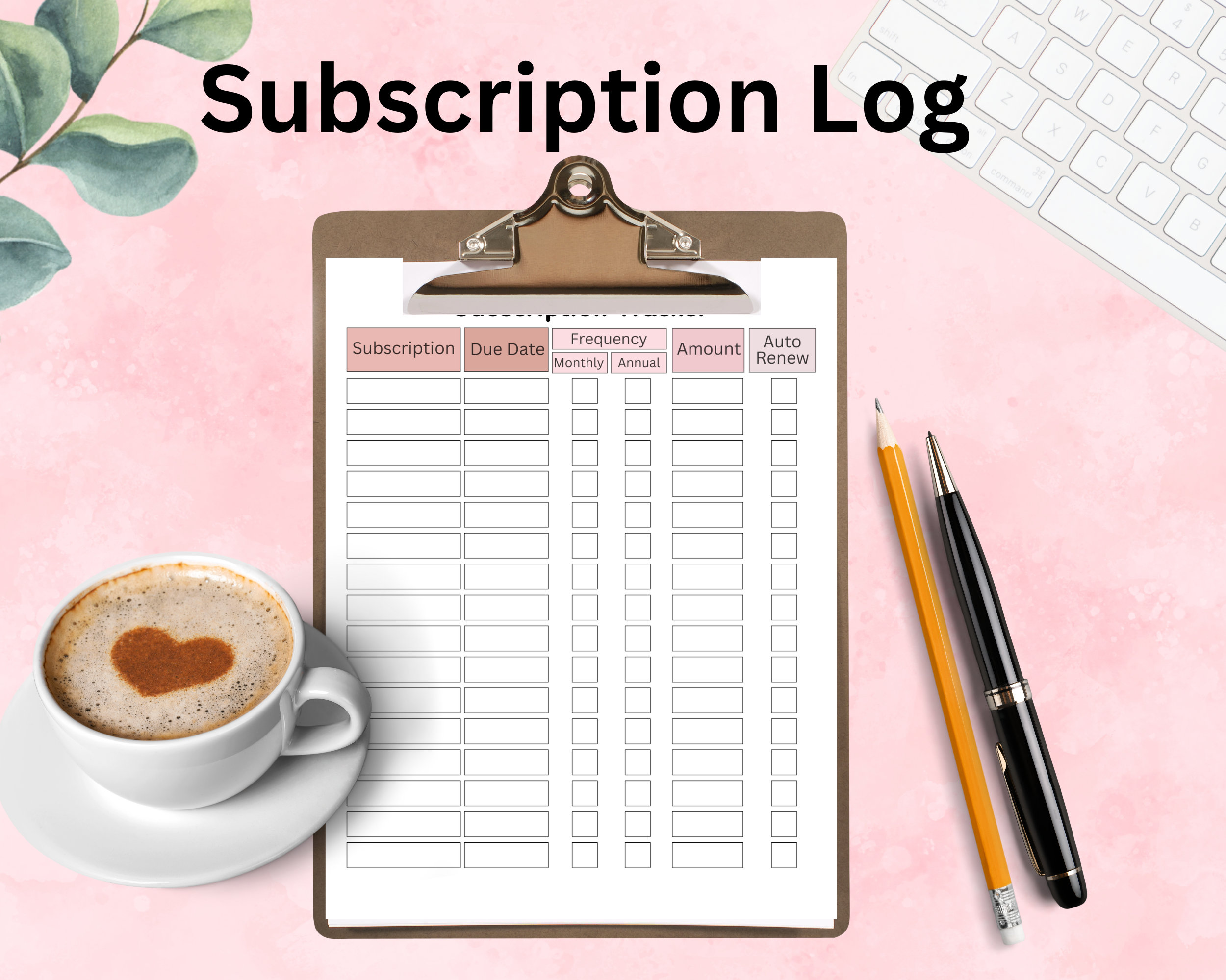 Editable Subscription Tracker Printable Subscription Log - Etsy
