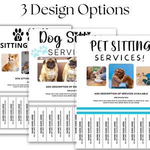Editable Dog Sitting Marketing Flyer, Pet Sitting Tear off Flyer, Dog ...