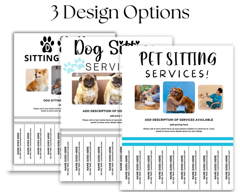 Editable Dog Sitting Marketing Flyer, Pet Sitting Tear off Flyer, Dog ...