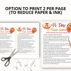 Pi Day Trivia, Printable Pi Day Game for Kids and Adults, Classroom Pi ...