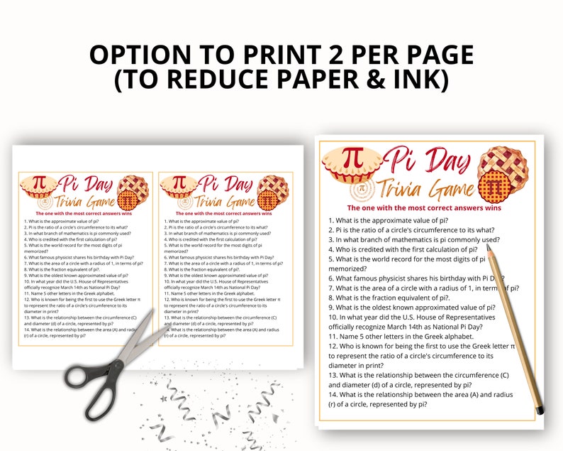 Pi Day Trivia, Printable Pi Day Game for Kids and Adults, Classroom Pi ...