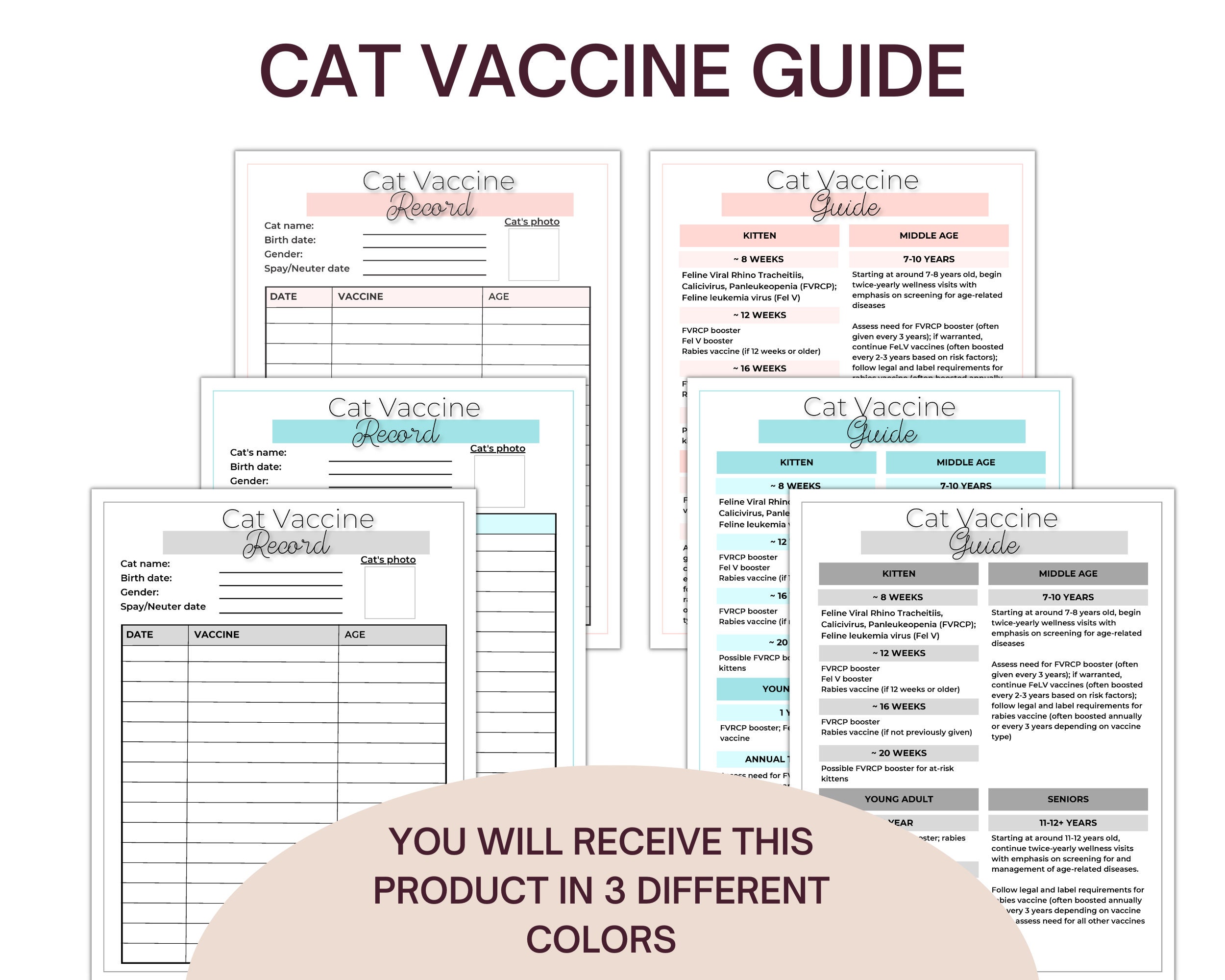 Kitten Vaccine Guide, Kitten Vaccine Tracker Digital Download D001 - Etsy