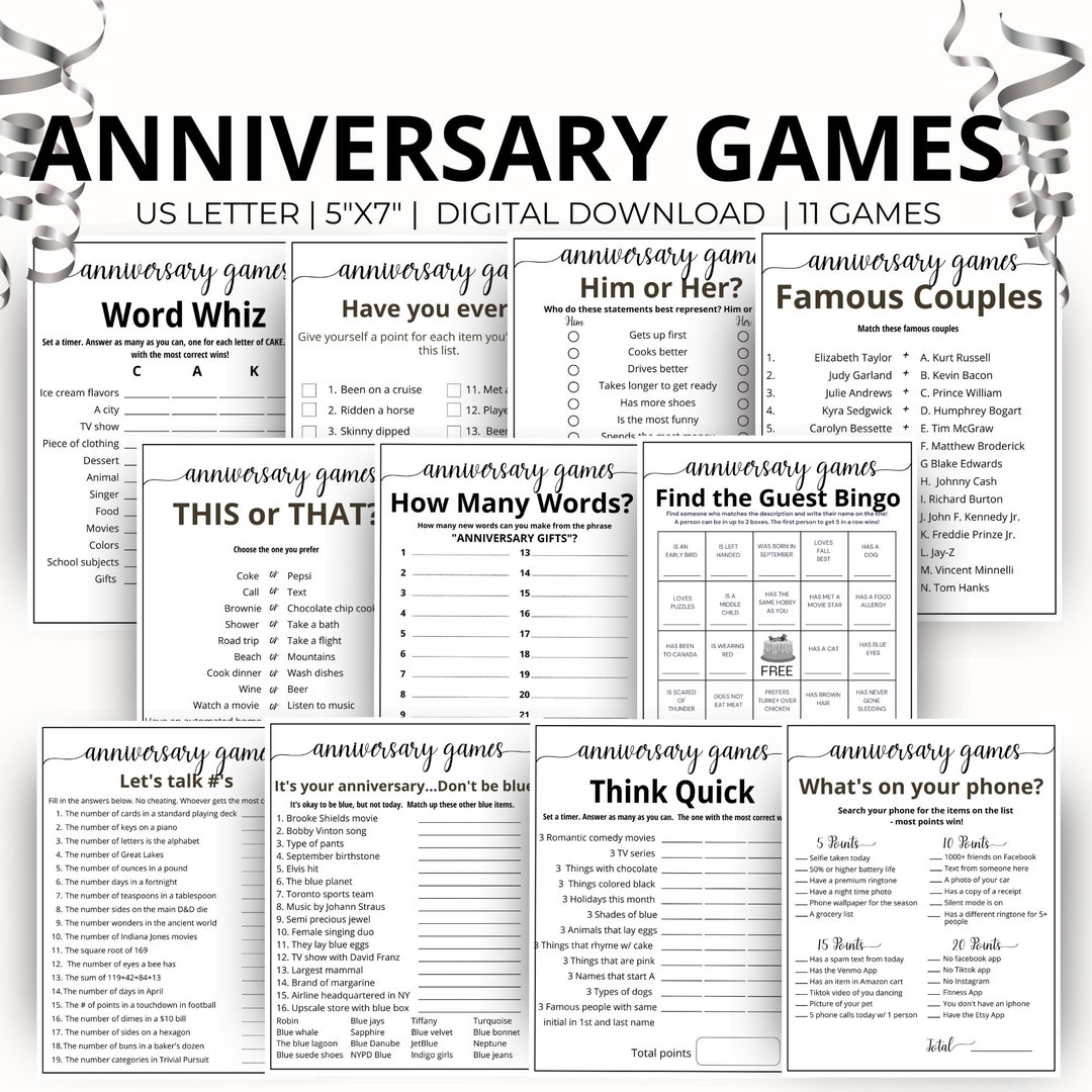 Wedding Anniversary Games, Married Couples Game, 1st Anniversary Games ...
