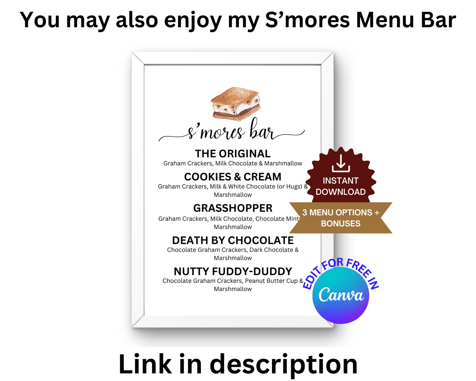 What's Your S'mores Name Game WITH NAMETAGS + SIGN, Smores Party Game ...