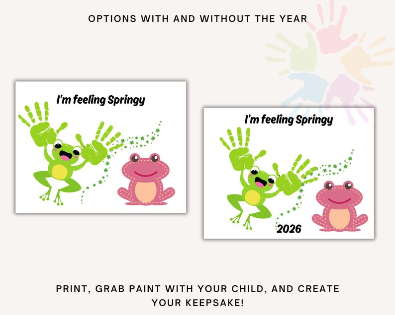 Spring Handprint Craft, I'm Feeling Springy Frog Handprint Art, Toddler ...