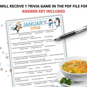 January Trivia Game, Winter Season Game, Holiday Party Game, Monthly ...