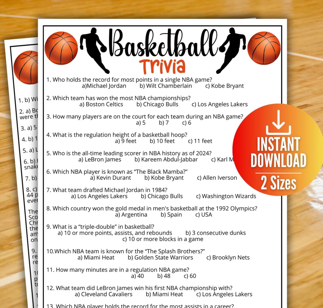 Basketball Trivia Game, Sports Team Trivia, Fall and Winter Sports ...