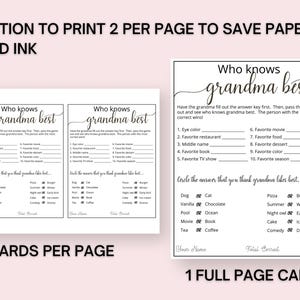 Who Knows Grandma Best Game, Printable Mother's Day Game, Grandparents ...