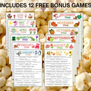 Popcorn Trivia Game, Printable Popcorn Game for Kids & Adults, Popcorn ...