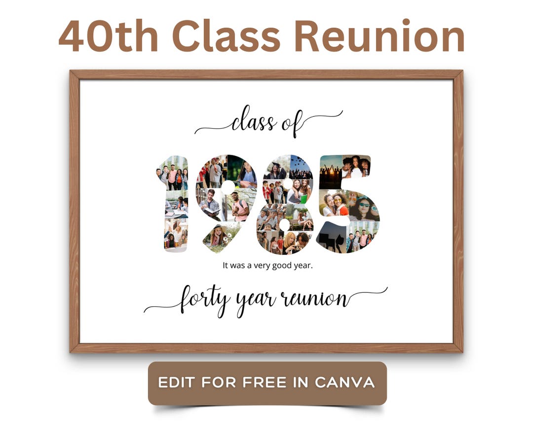 EDITABLE Custom 40th Class Reunion Sign, 40th Reunion Photo Collage ...
