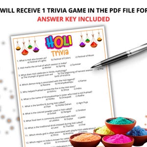Holi Trivia Game, Fun Activity for Hindu and Indian Holiday, Holi ...