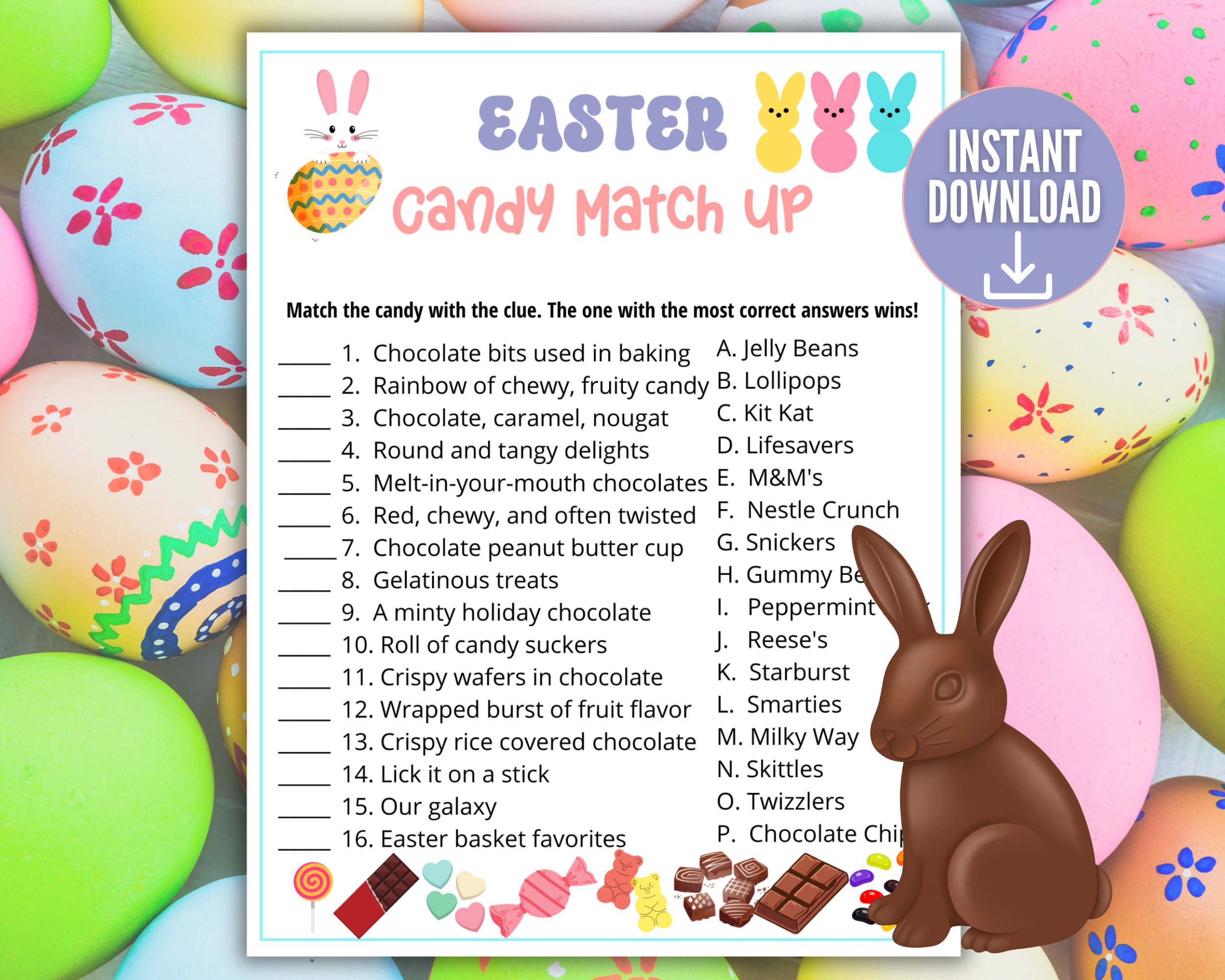 Easter Candy Game, Candy Match Game, Easter Bunny Party Game, Family ...