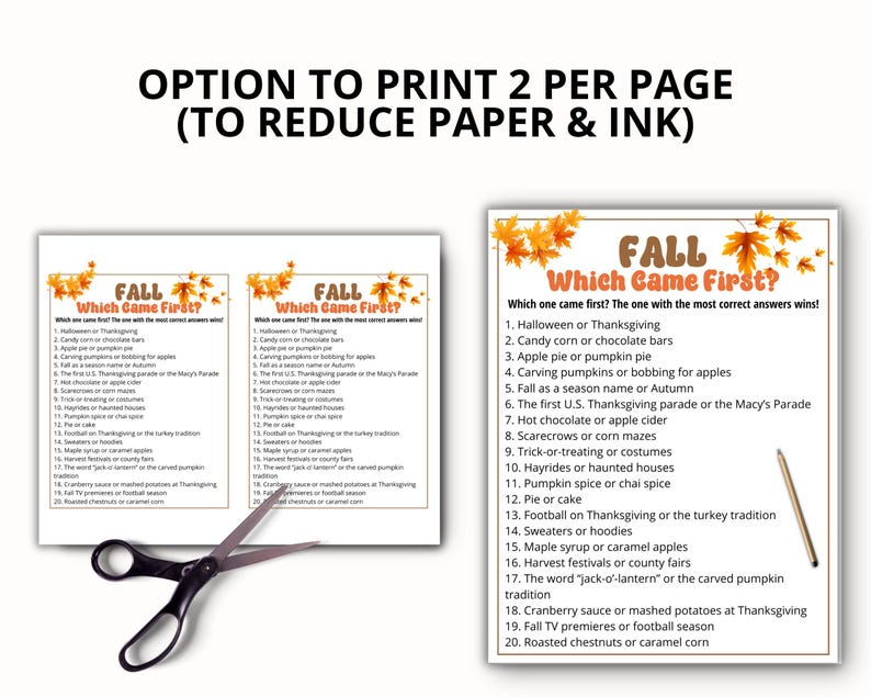 Fall Trivia Game, Autumn Which Came First Quiz, Fall Season Office ...
