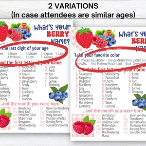 What's Your Berry Name Game WITH NAMETAGS + SIGN, Berry First Birthday ...
