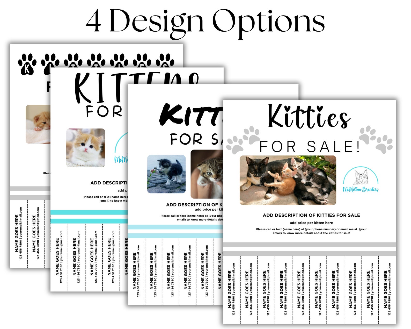 Editable Kitten Marketing Flyer, Cat Adoption Kitty Tear off Flyer ...