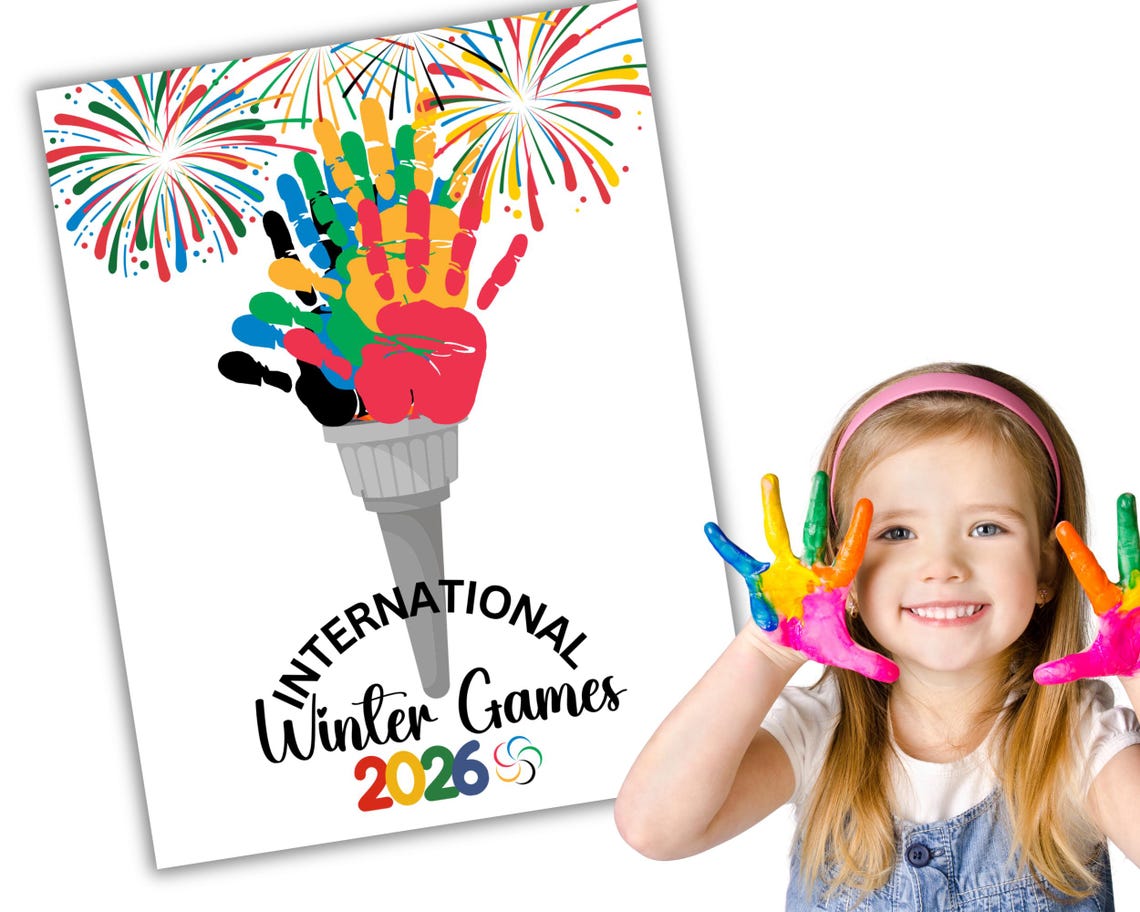 2026 Winter Games Handprint Art,international Gold Medal Games Keepsake ...