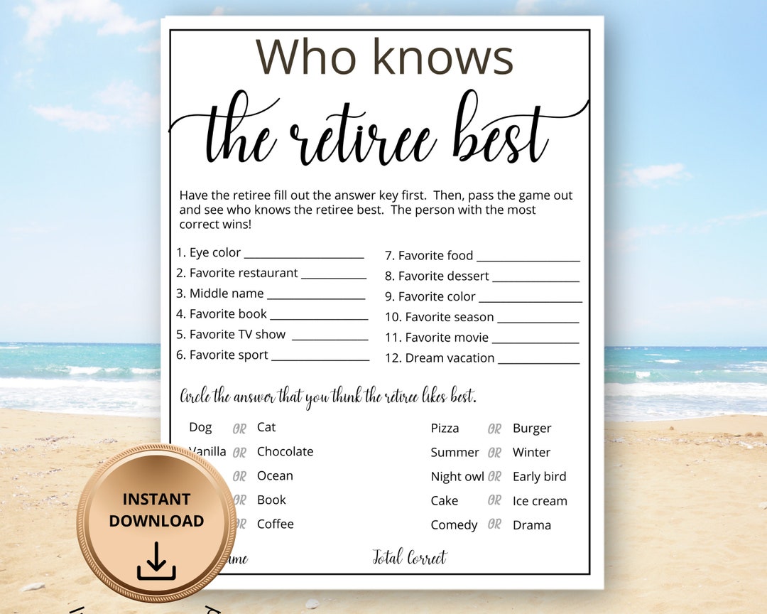 Who Knows the Retiree Best Game, Retirement Party Game, Fun Co-worker ...