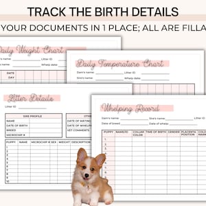 Dog Whelping Records Editable, Dog Breeder Forms, Puppy Whelping Chart ...