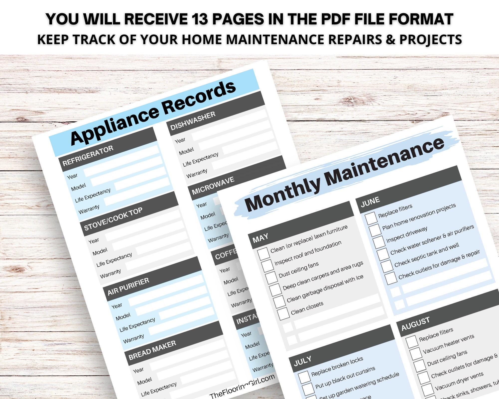 Home Maintenance Checklists, Home Maintenance Planner, Home Maintenance ...