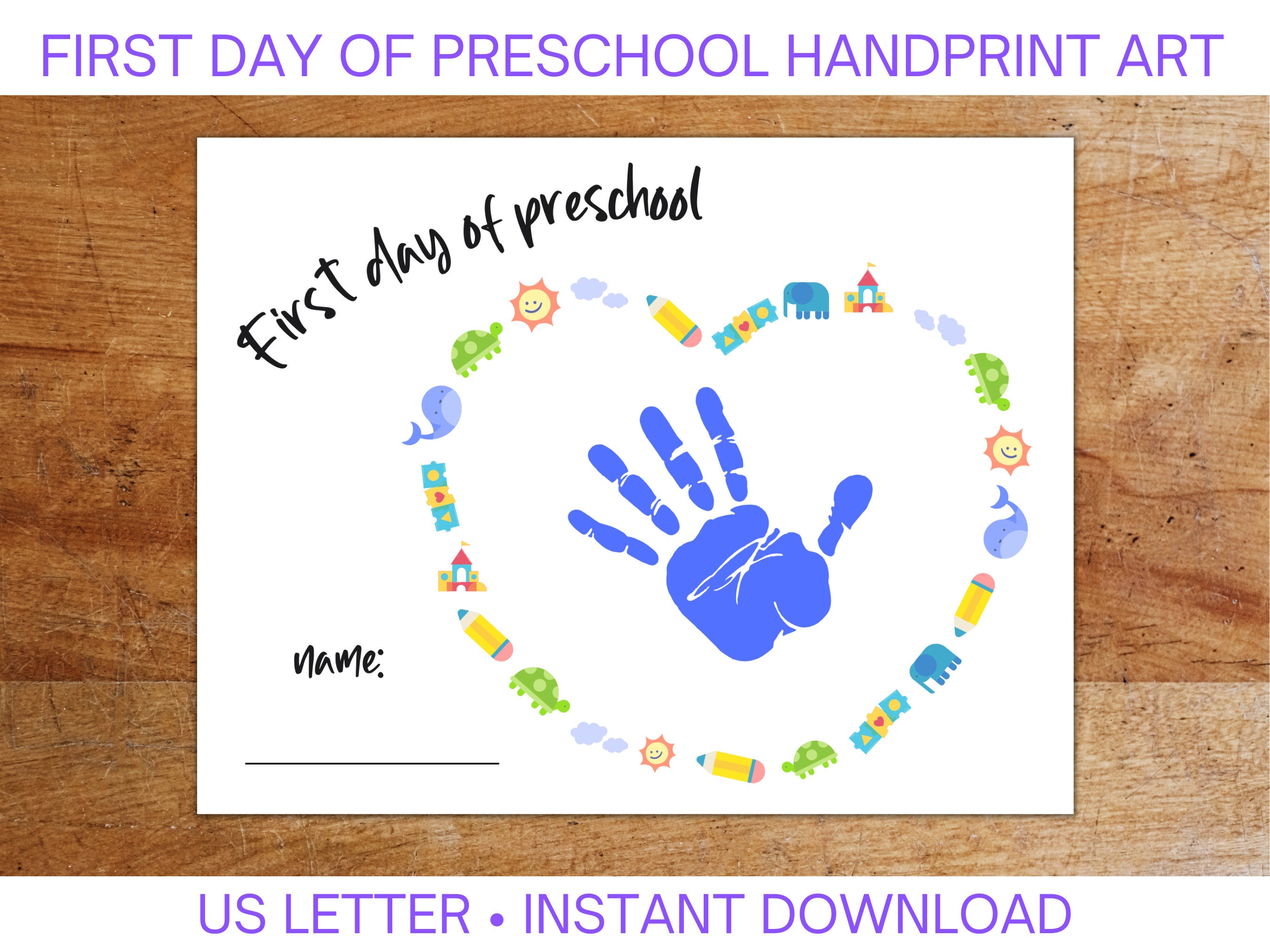 First Day of Preschool Handprint Art Back to School Activity - Etsy UK