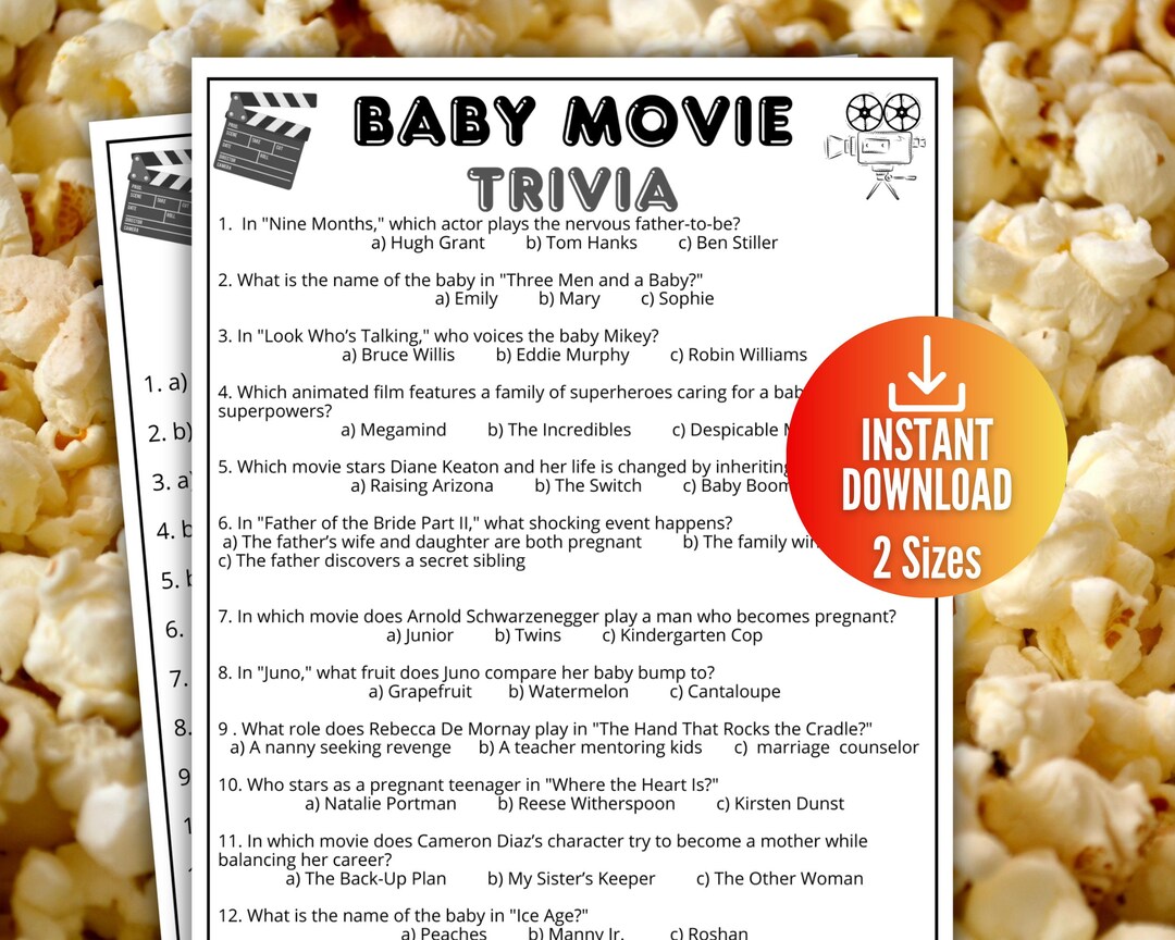 Baby Movie Trivia Game, Silver Screen Quiz Party, Movie Quotes Trivia ...