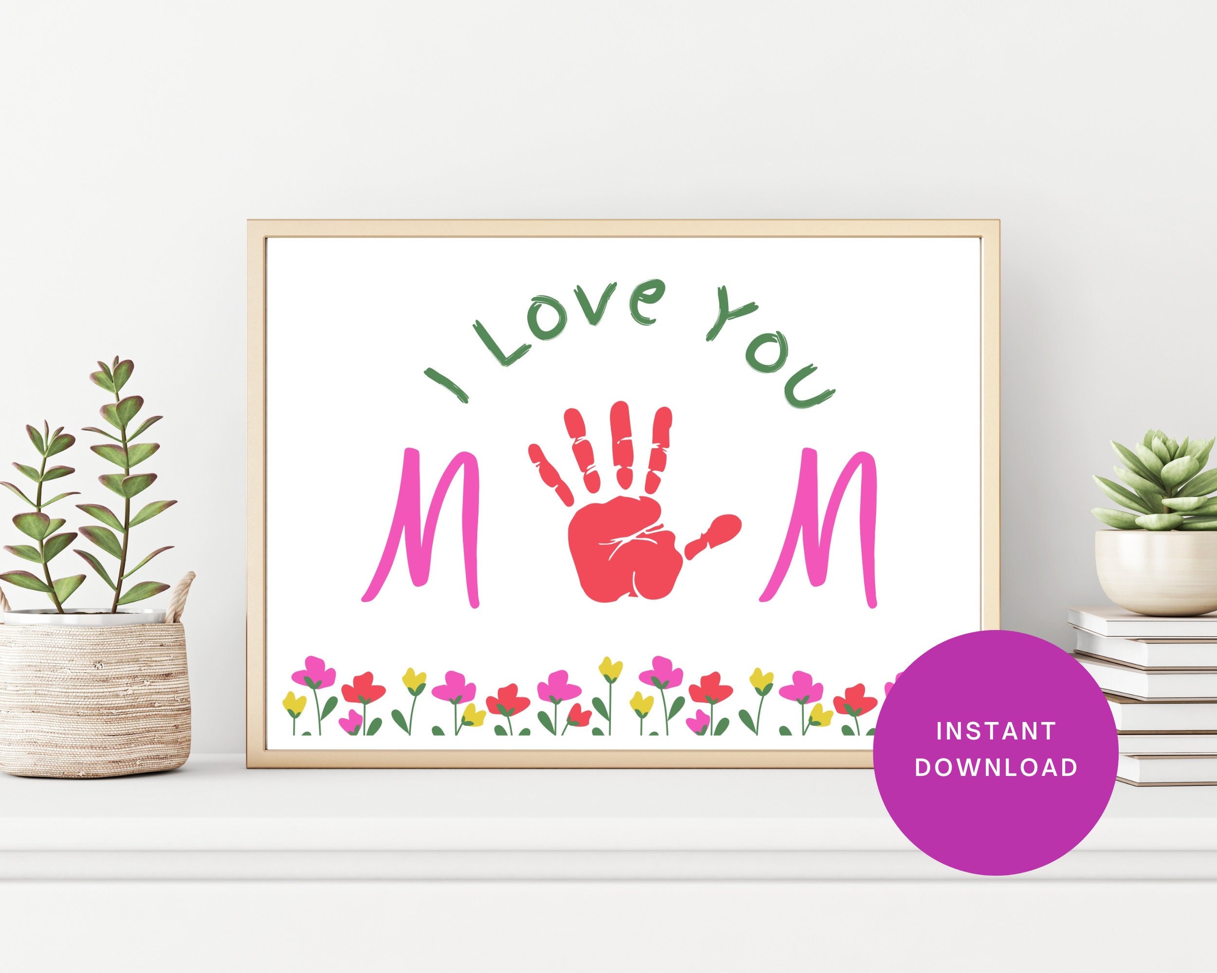 Mother's Day Handprint Craft, Mom's Birthday Handprint Art, Handprint ...
