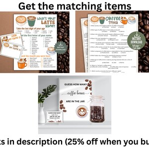 What's Your Latte Name Game WITH NAMETAGS + SIGN, Brunch Party Game ...