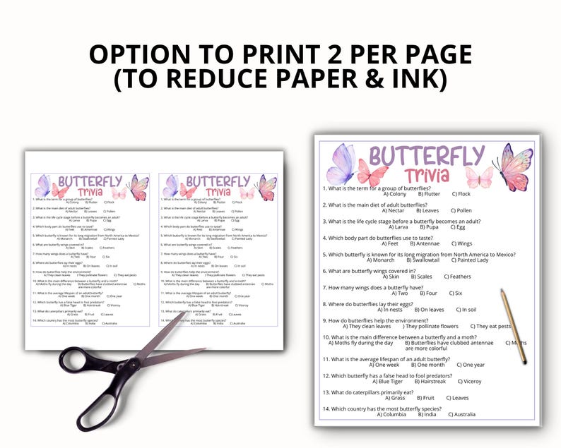 Butterfly Trivia Game, Printable Butterfly Party Game for Kids & Adults ...