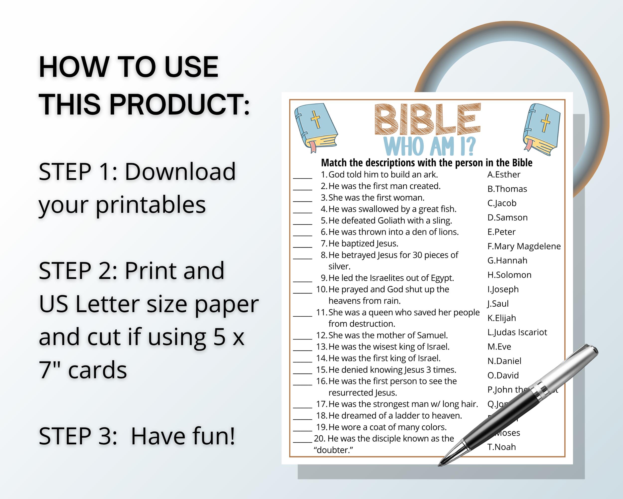 Bible Who Am I Games, Bible Trivia for Kids, Teens Adults, Sunday ...