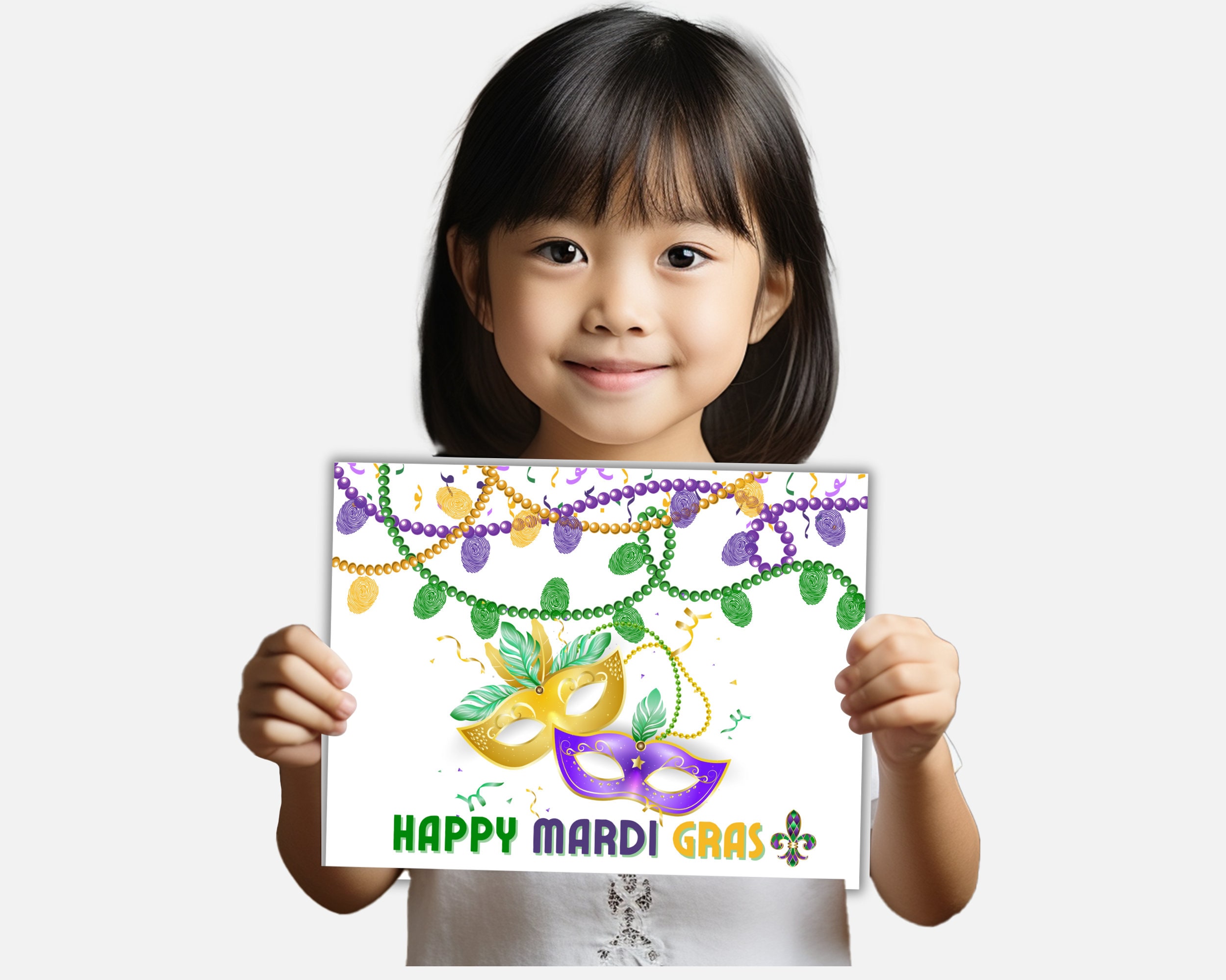 Mardi Gras Handprint Art, - 4 Pack Bundle Mardi Gras Activity ...