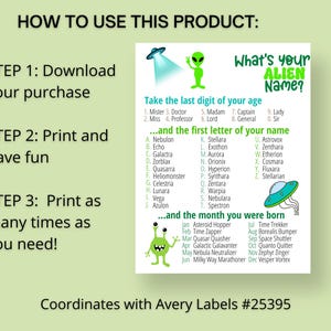 What's Your Alien Name Game With NAMETAGS + SIGN, Alien ...