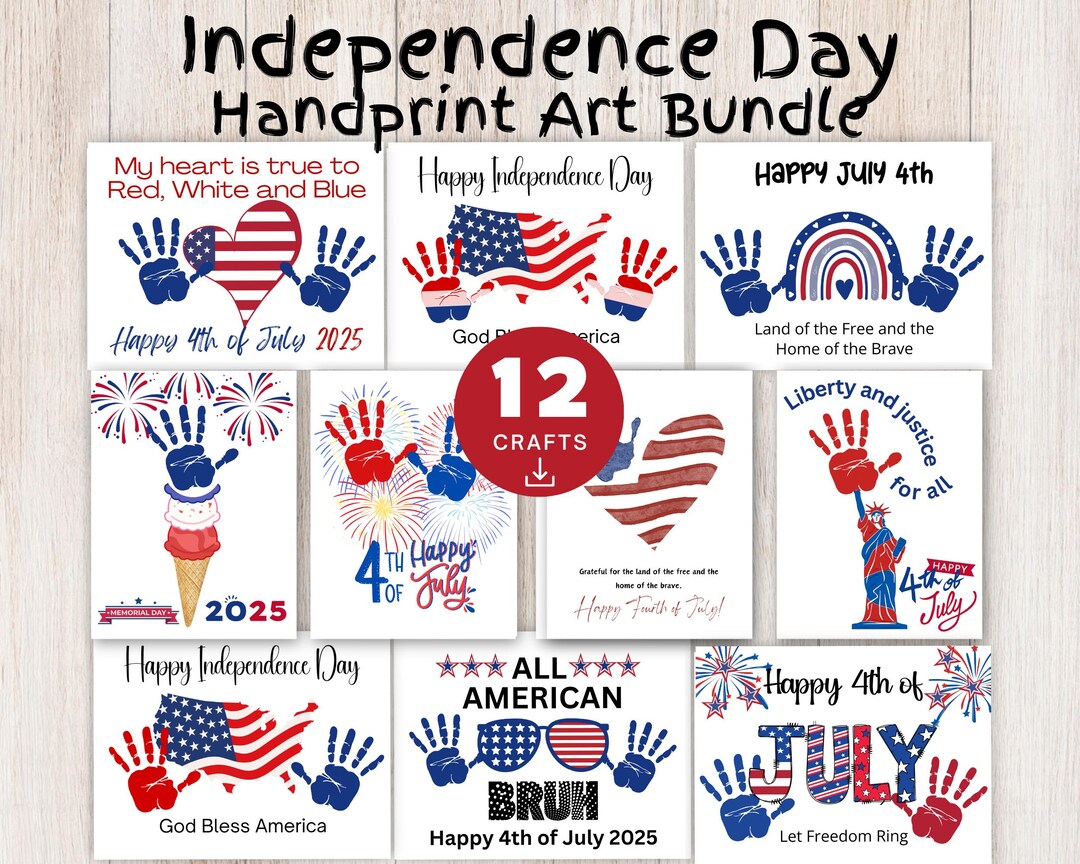 4th of July Handprint Art Bundle, Independence Day Activity, Handprint ...