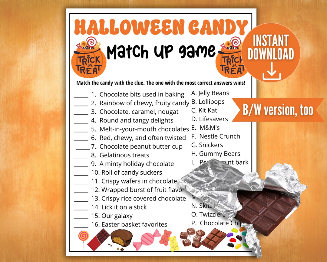Halloween Candy Game, Fall Candy Game, Halloween Party Game, Halloween ...