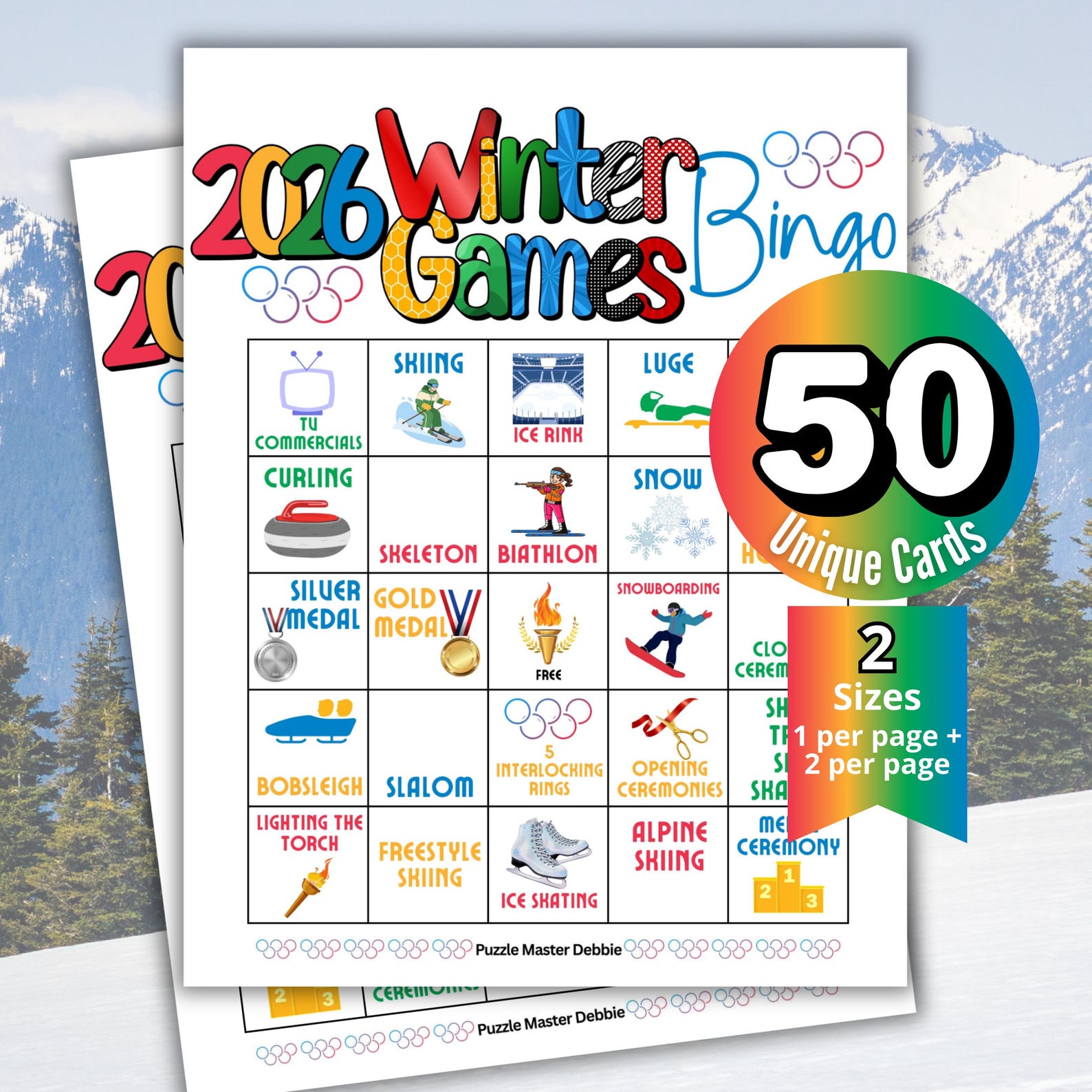 2026 Winter Games Bingo, Kid Bingo Card Party Games, Baby Shower Games ...