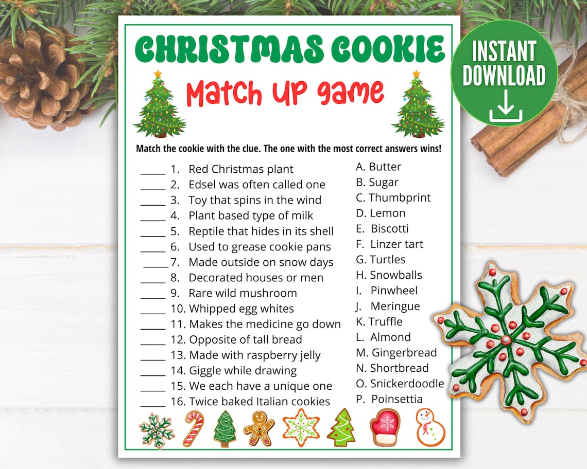 Christmas Cookie Game, Xmas Cookie Game, Christmas Party Game ...