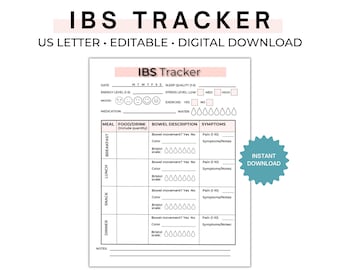 Food and Symptom Tracker, Printable Food Diary, IBS Symptom Tracker ...