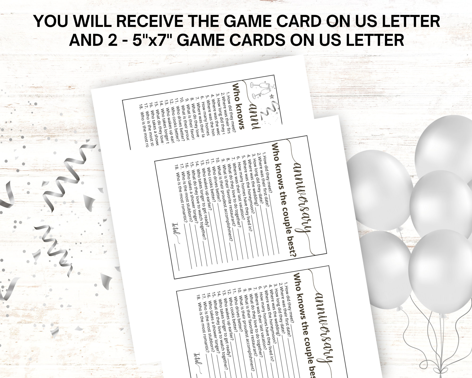 Anniversary Party Game Who Knows the Couple Best, Anniversary Party ...