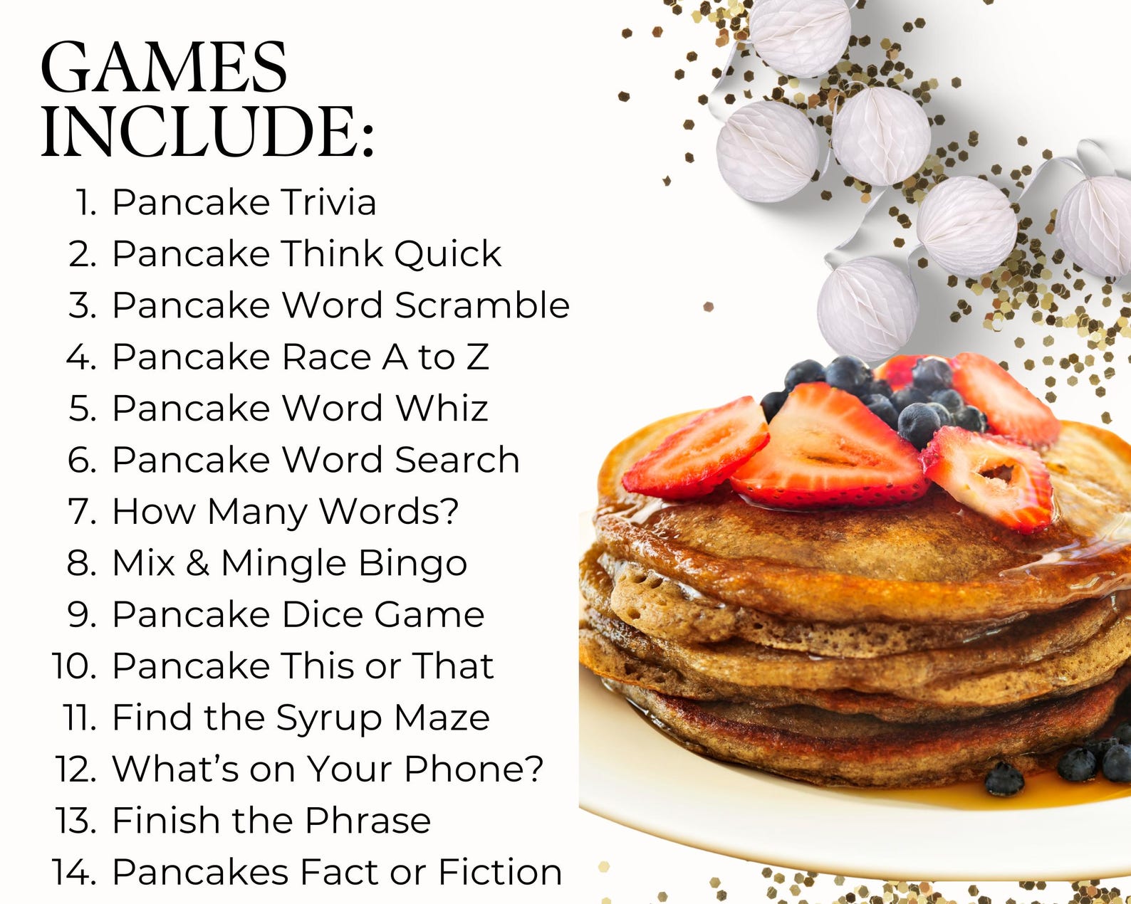 Pancake Party Games Bundle, Pancakes and Pajamas, Pancake Day Games ...