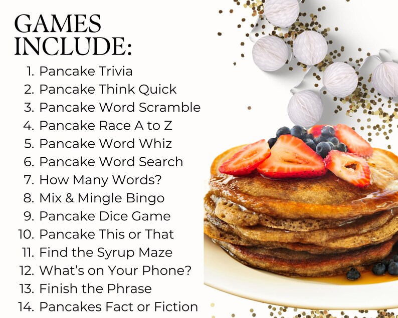 Pancake Party Games Bundle, Pancakes and Pajamas, Pancake Day Games ...
