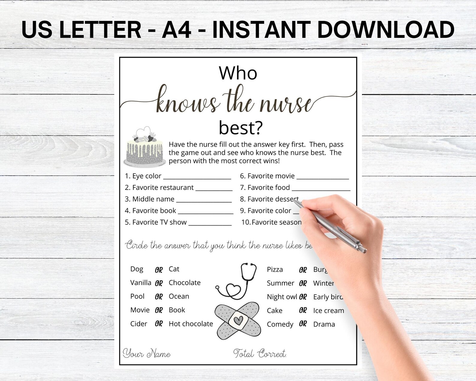 Who Knows the Nurse Best Game, Nurse Grad Party Activity,medical Staff ...
