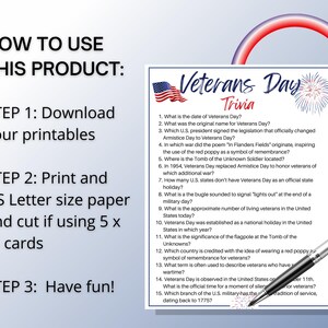 Veterans Day Trivia, Veterans Day Trivia Game, President's Day Trivia ...