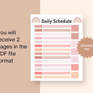 Daily Schedule, Daily Routine - Editable PDF, Daily Routine Template ...