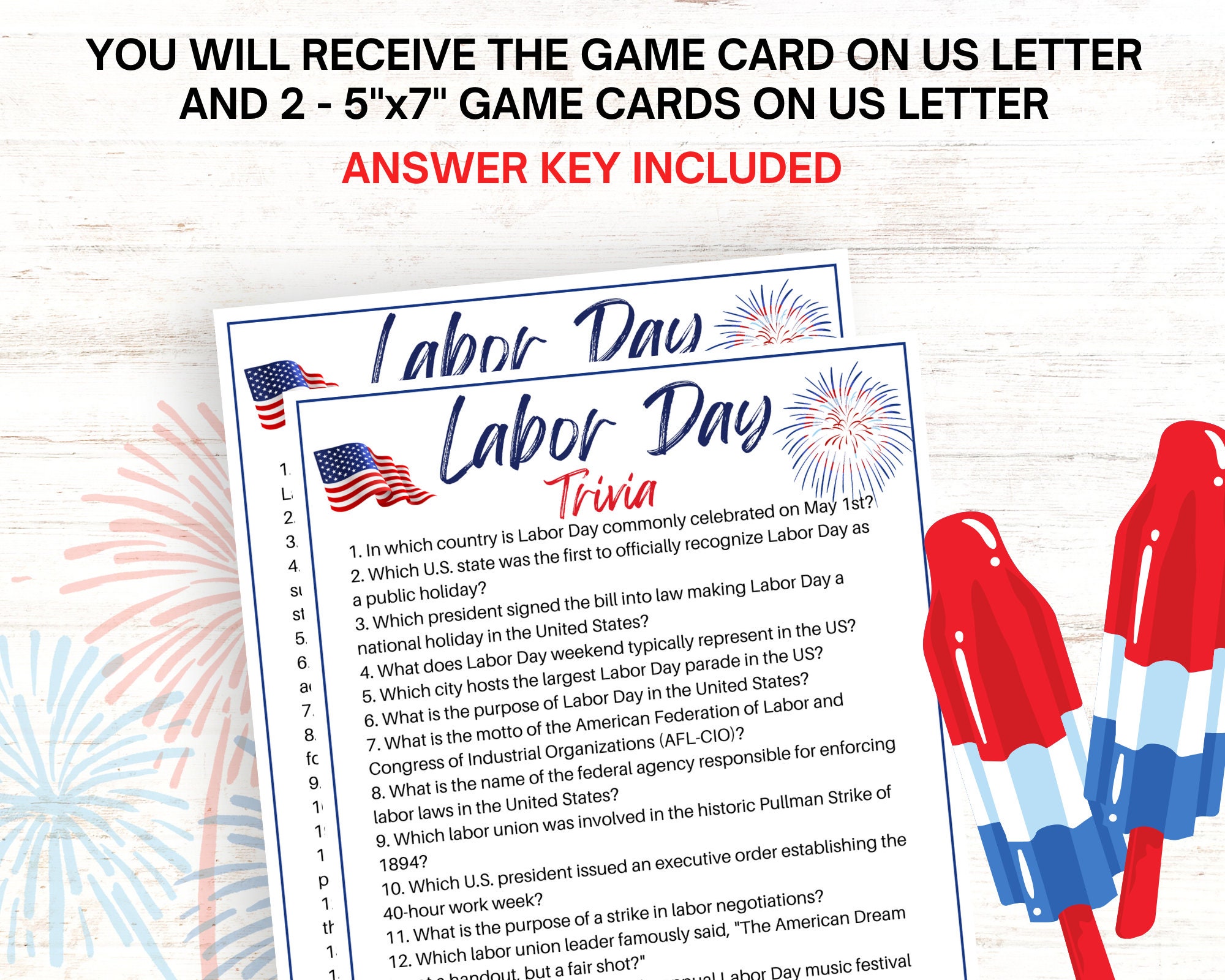 Labor Day Trivia Game, President's Day Trivia, Memorial Day Trivia ...