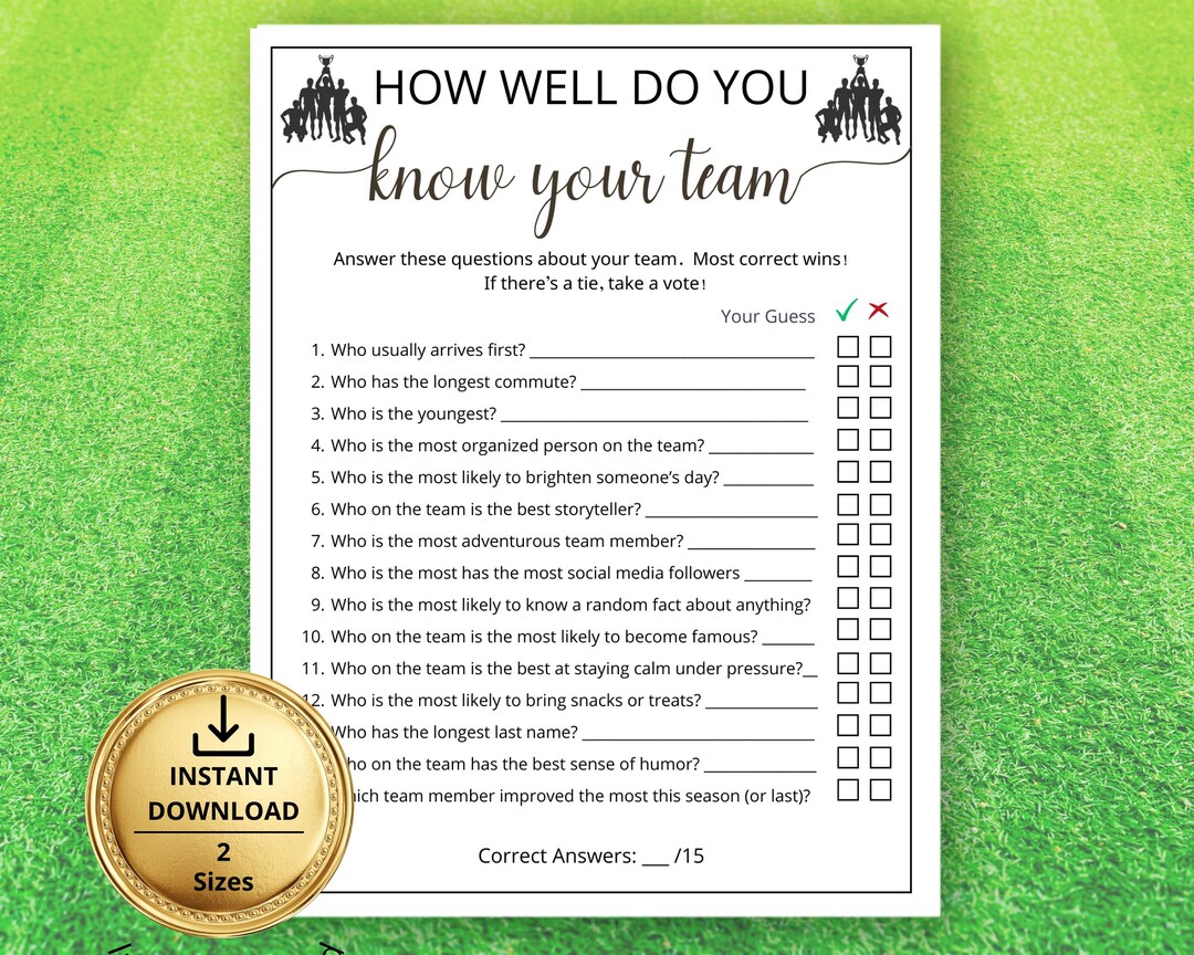Team Building Games, How Well Do You Know Your Sports Team, Soccer ...