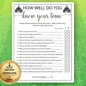 Team Building Games, How Well Do You Know Your Sports Team, Soccer ...