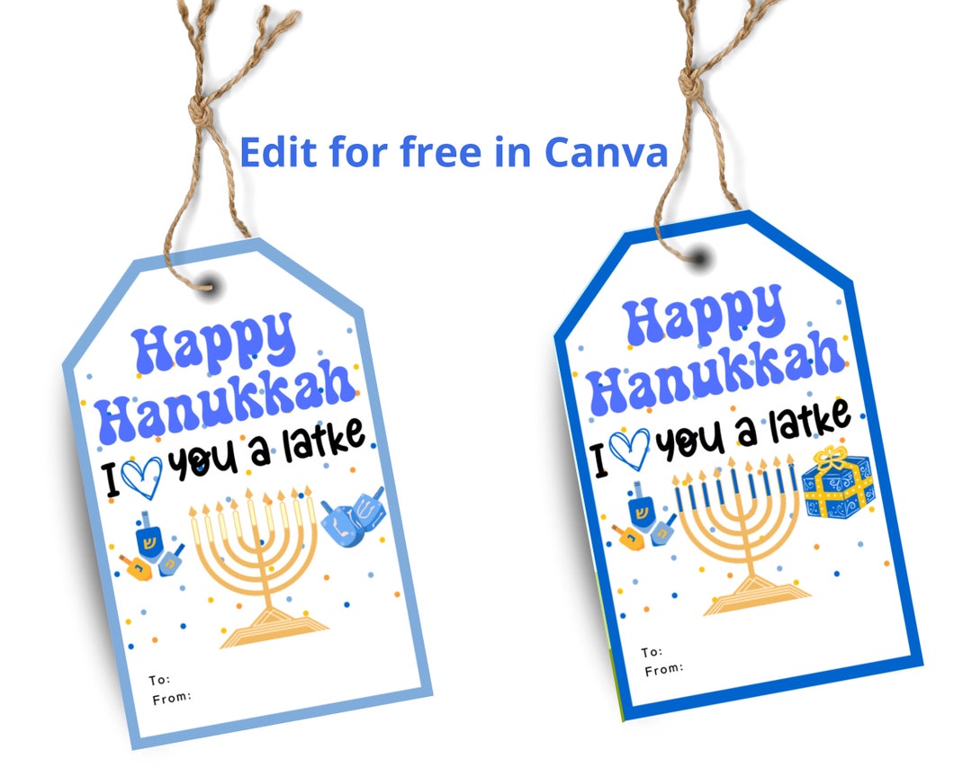 Editable Happy Hanukkah Gift Tag Template, Printable Chanukah Tag, Gelt ...